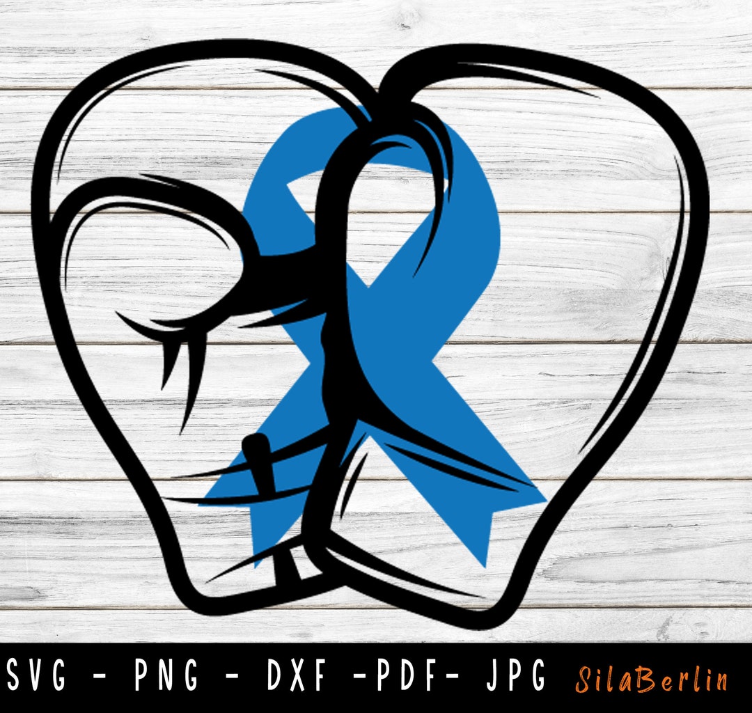 Colon Cancer Svg Cancer Awareness Svg Ribbon Svg Fight Cancer Svg Blue Ribbon Svg Colon
