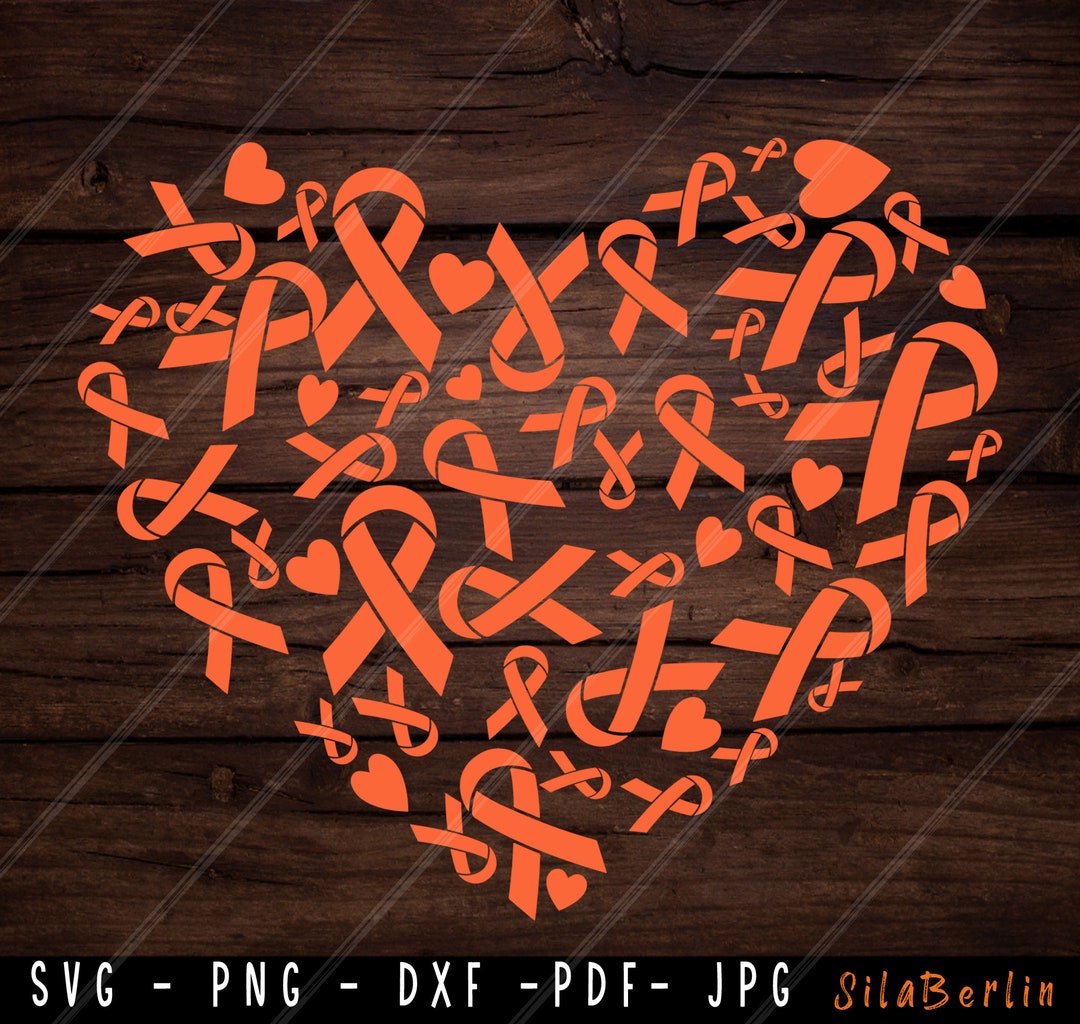 Orange Heart SVG, Kidney Cancer Svg, Orange Ribbon Png, Leukemia ...