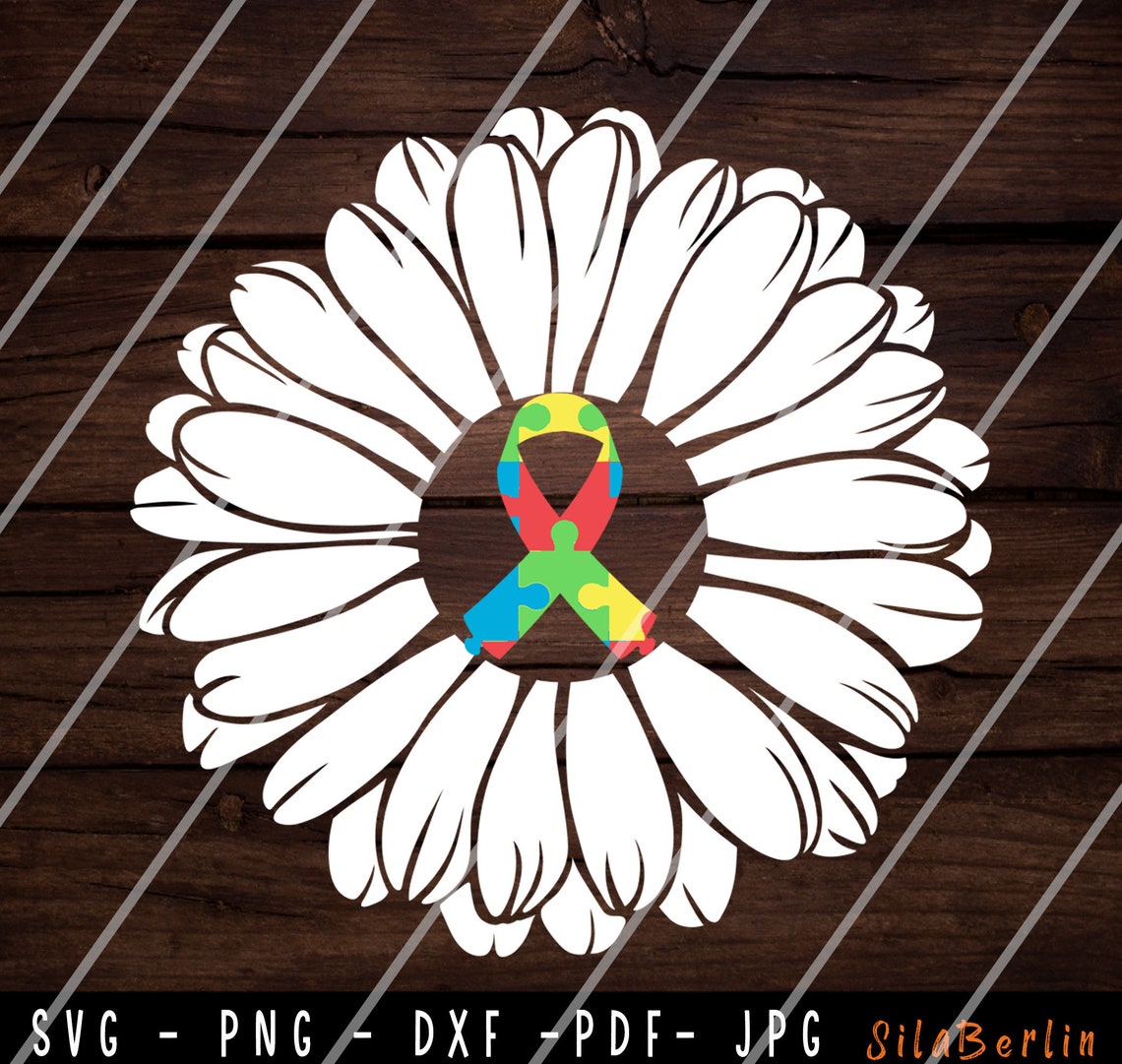 Sunflower Autism SVG Autism Awareness SVG PNG Ribbon svg | Etsy