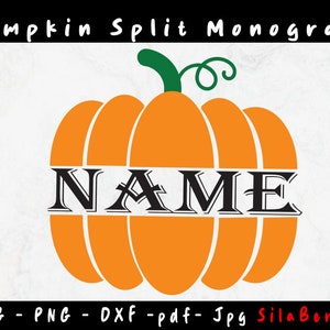 Split Pumpkin Monogram Svg, Pumpkin Svg, Kids Pumpkin Svg, Halloween ...