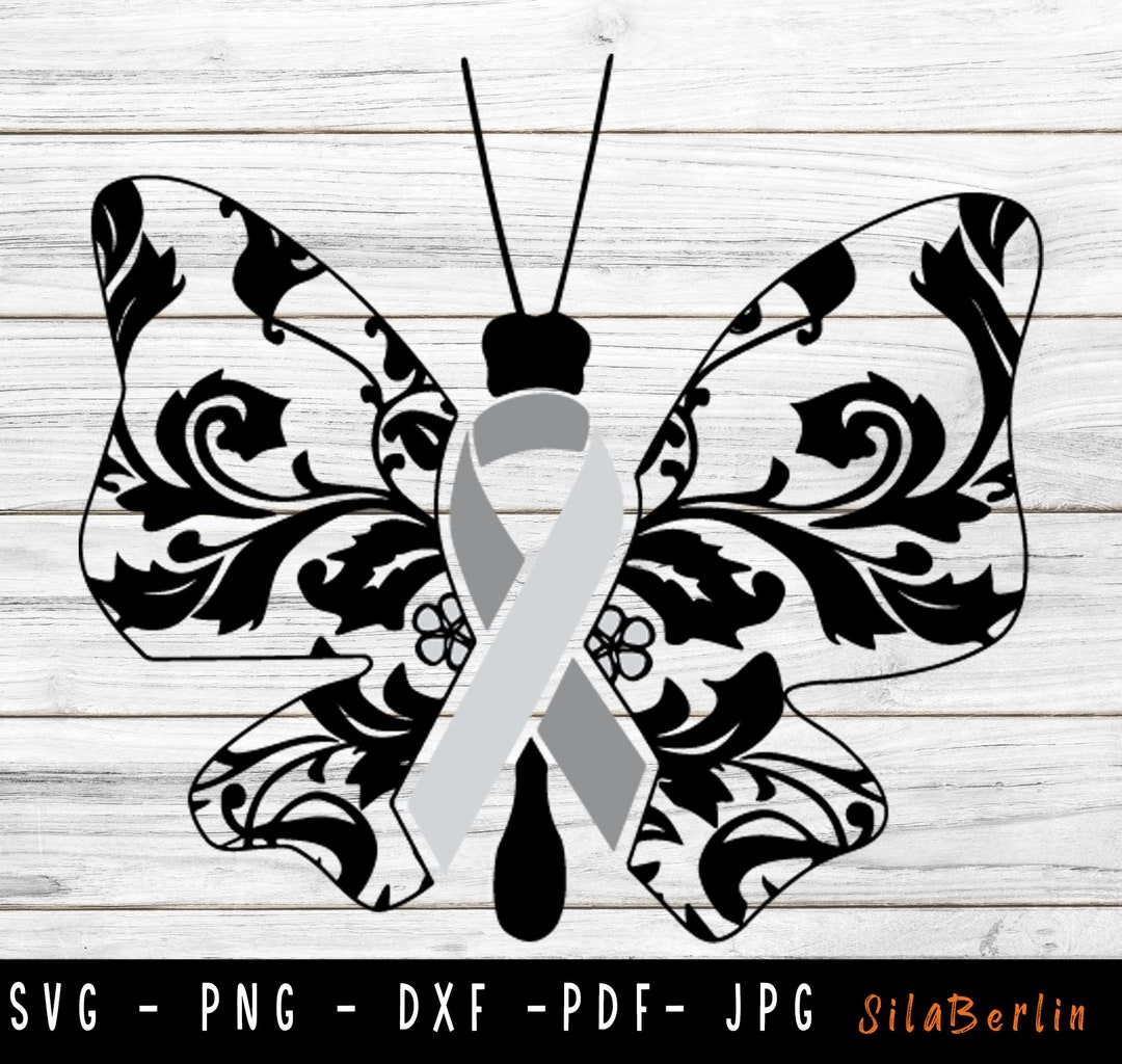 Butterfly Lung Cancer Awareness SVG: White Ribbon Cricut File - Etsy