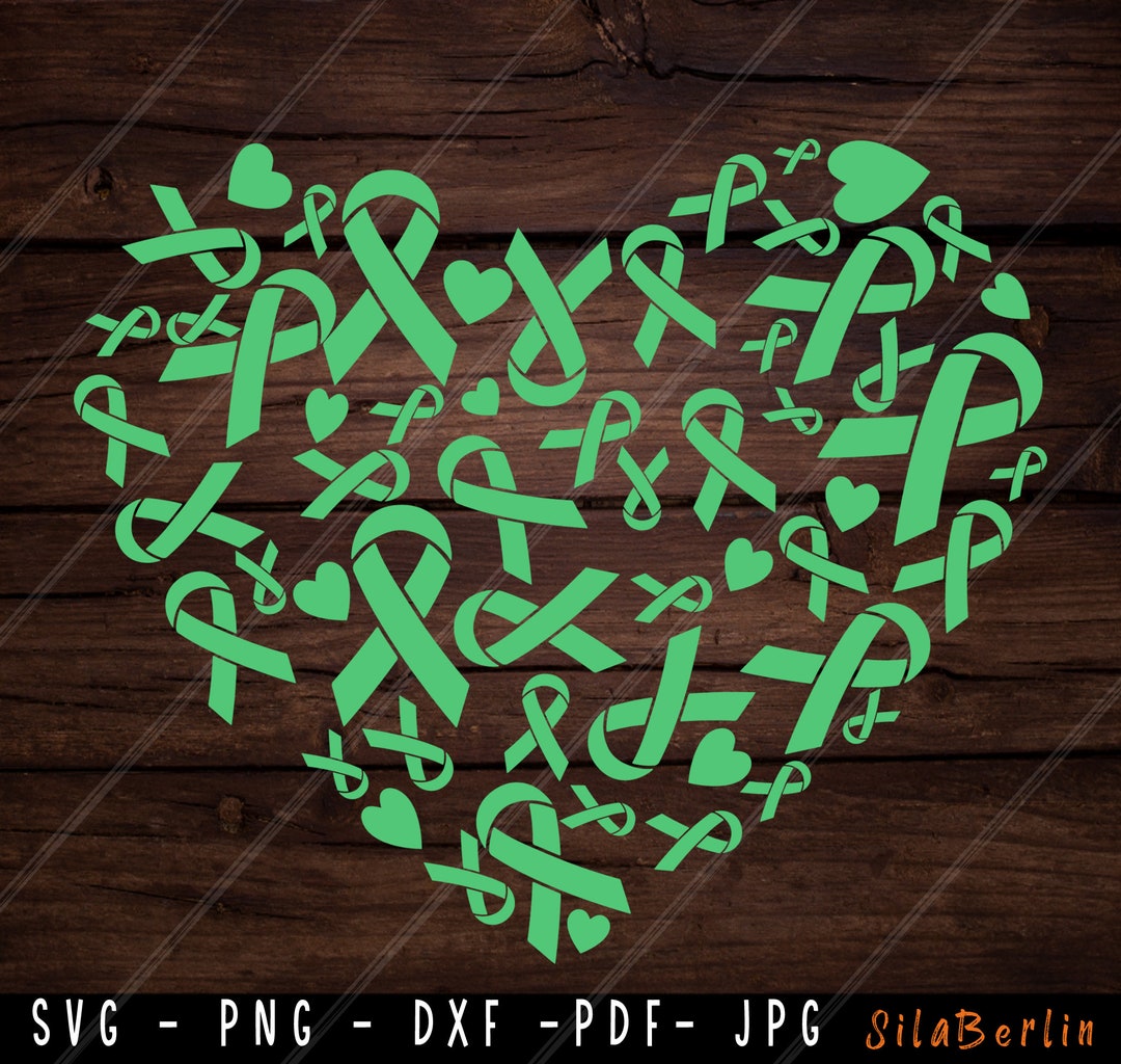 Green Heart SVG, Liver Cancer Svg, Green Ribbon Png, Liver Cancer ...