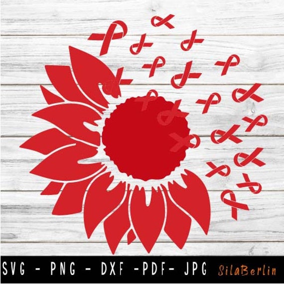 Sunflower HIV Svg HIV Awareness Svg Awareness Svg Red - Etsy