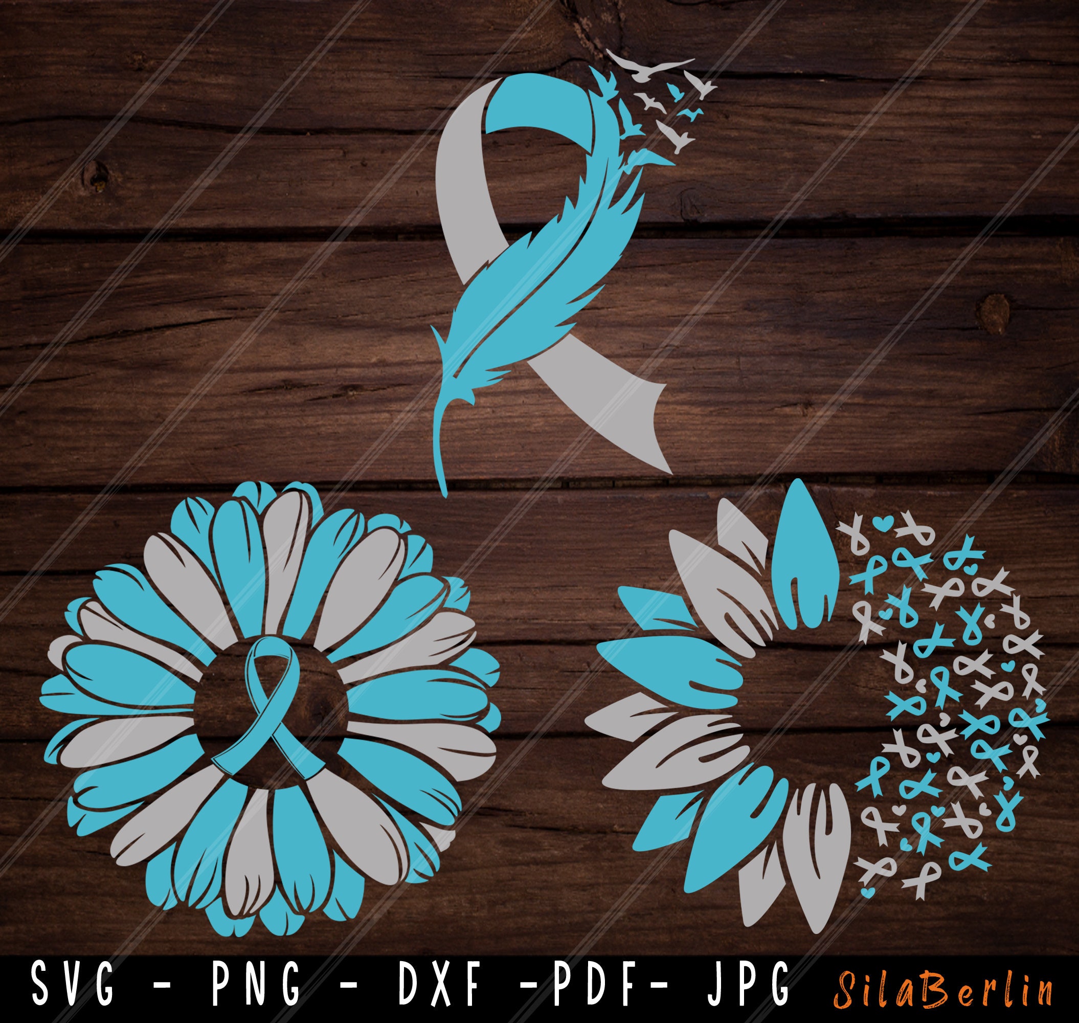 Sunflower Cervical Cancer Bundle SVG Feather Cervical Cancer - Etsy India