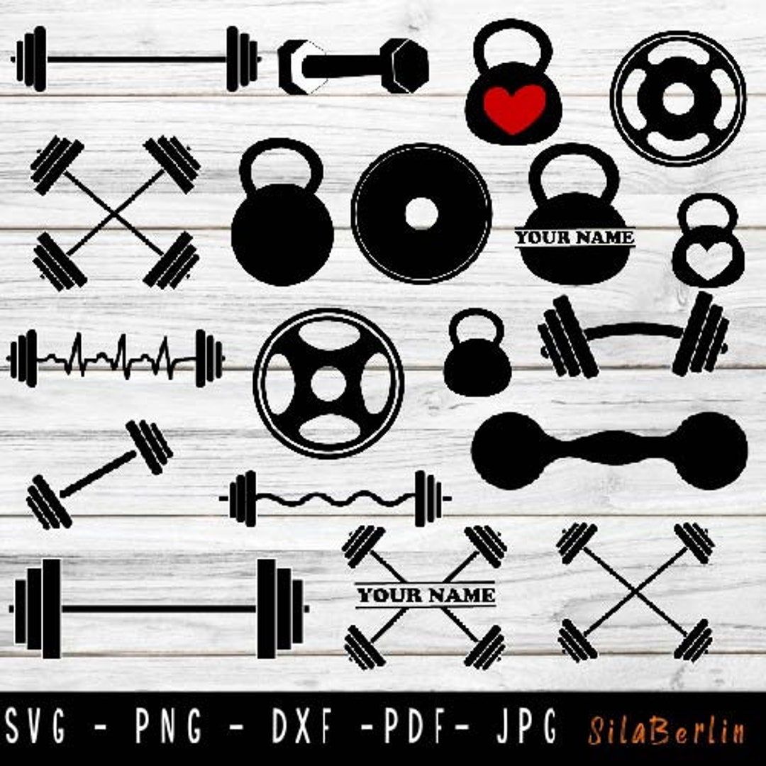 Gym Bundle Svg, Dumbbell Svg, Barbell SVG, Workout SVG, Fitness SVG ...
