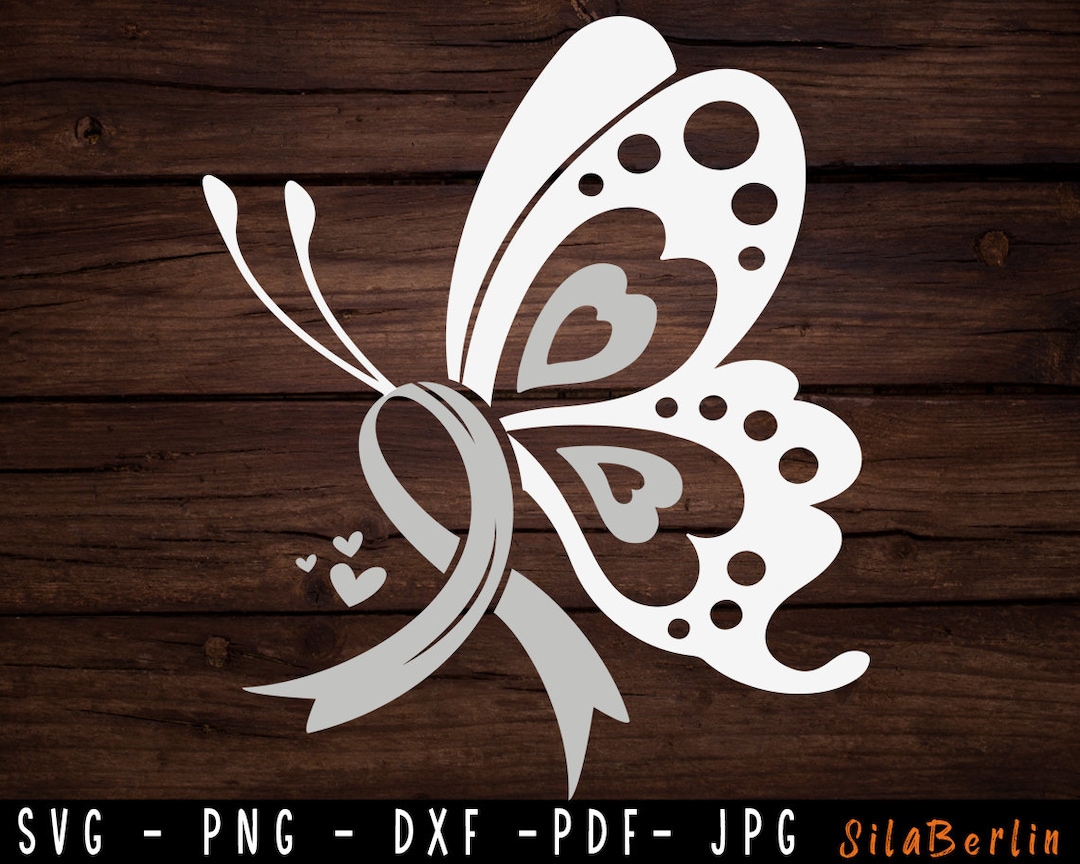 Butterfly Lung Cancer Awareness SVG: White Ribbon Cut File (digital ...
