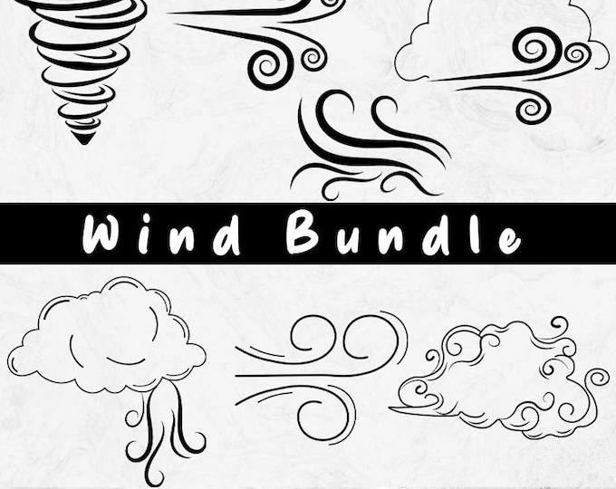 Wind SVG-Bundle, Windsturm Cricut, Wind Silhouette, Luftstrom Vektor ...