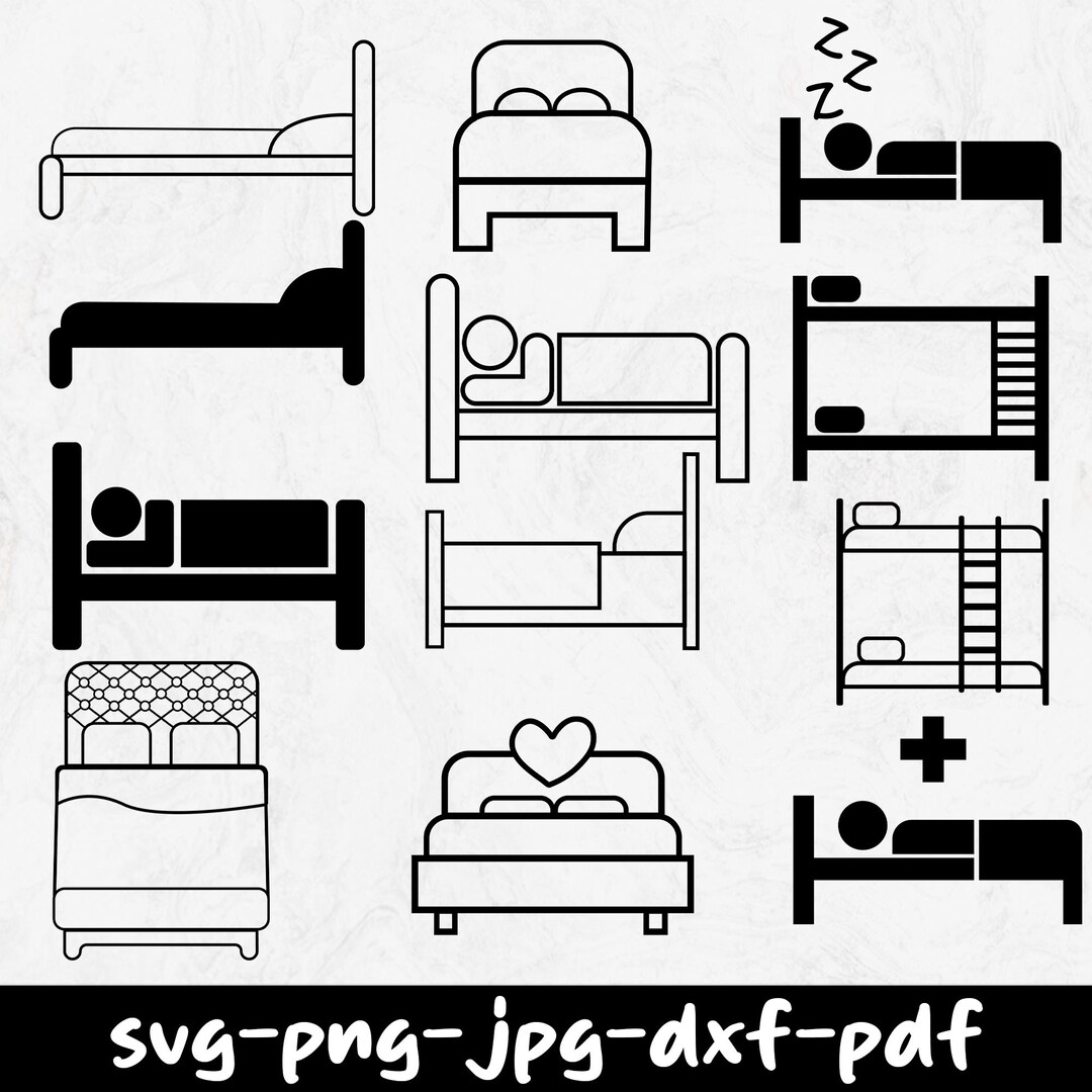 Bed Svg, Bedroom Clipart, Bed Cut File, Sleep SVG, Sleepy Svg, Bedroom ...