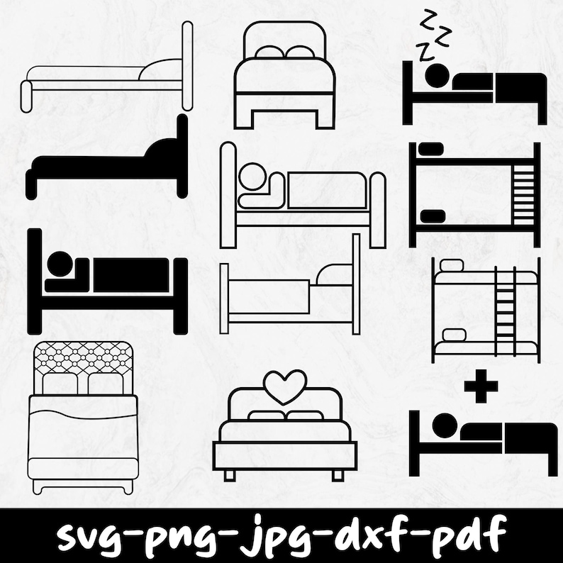 Bed SVG Clipart: Bedroom Furniture Cut Files (digital Download) - Etsy