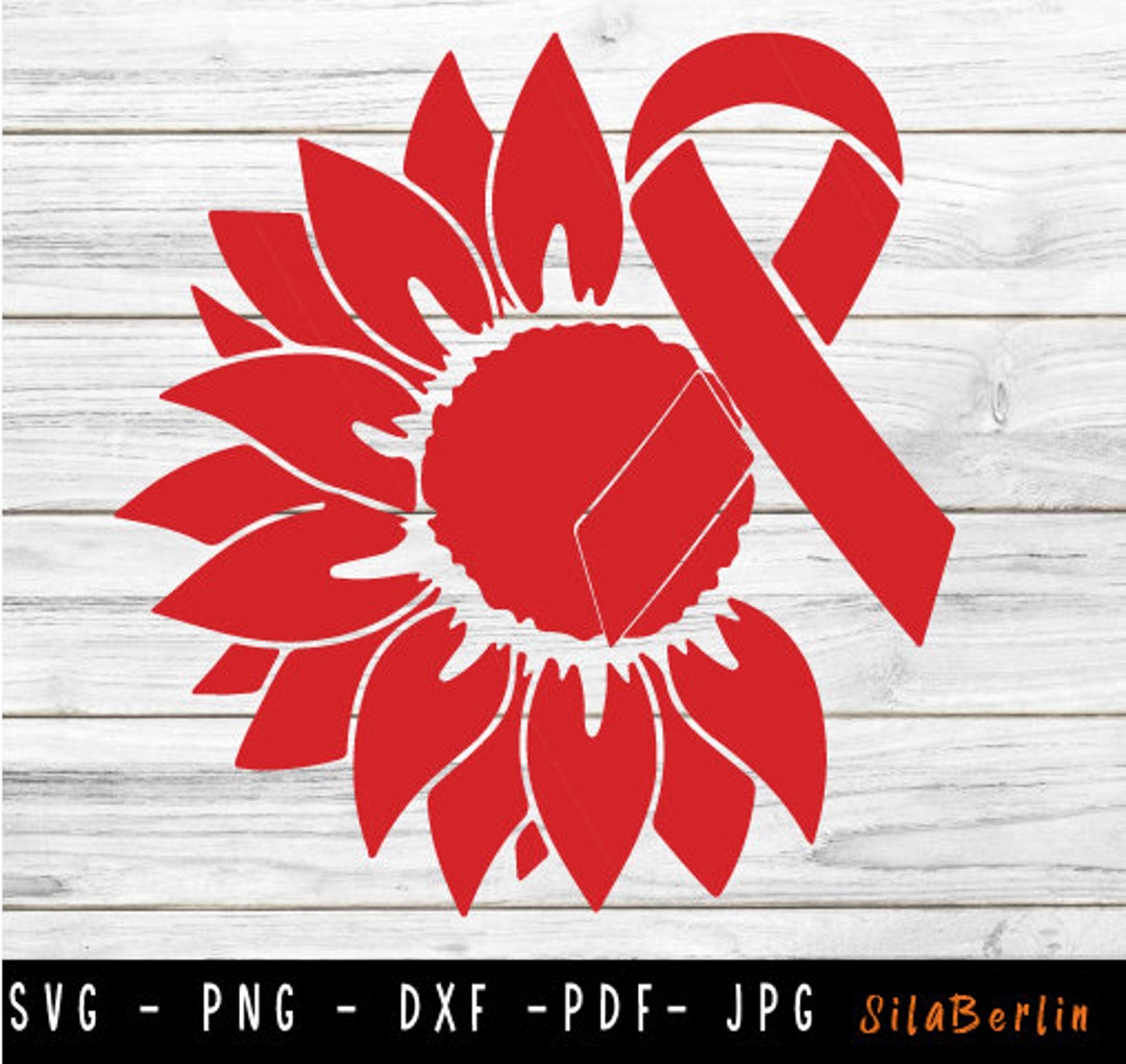 Sunflower HIV Svg HIV Awareness Svg Awareness Svg Red - Etsy