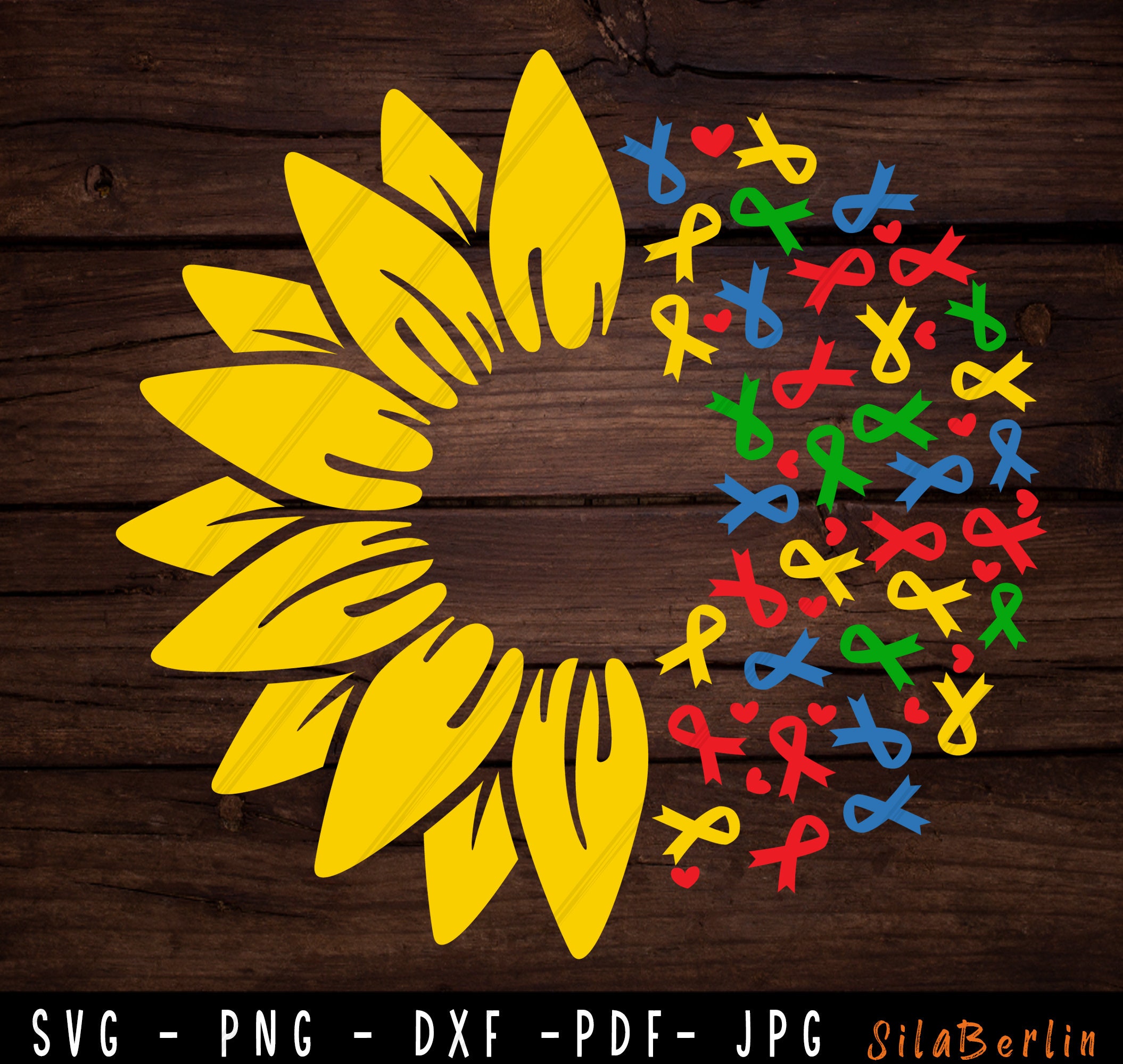 Sunflower Autism SVG Autism Awareness SVG PNG Ribbon svg | Etsy