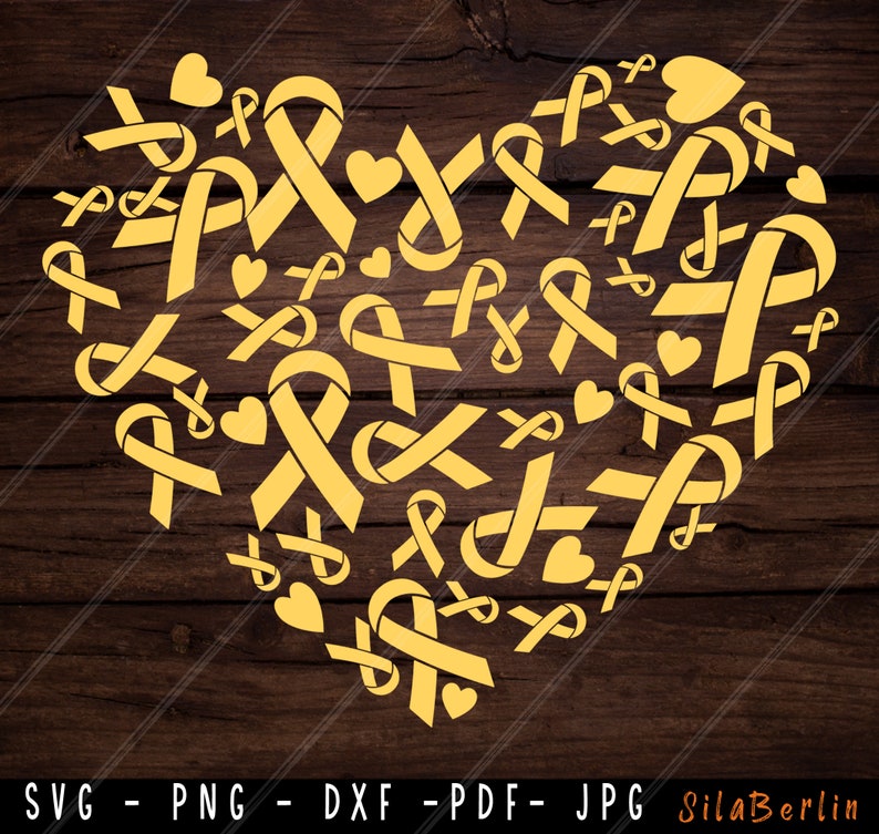 Gold Heart SVG Childhood Cancer Svg Gold Ribbon Png - Etsy