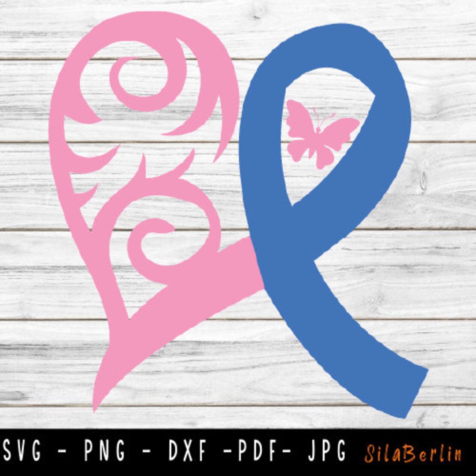 Heart Pregnancy and Infant Loss SVG Ribbon Pink & Blue Svg - Etsy