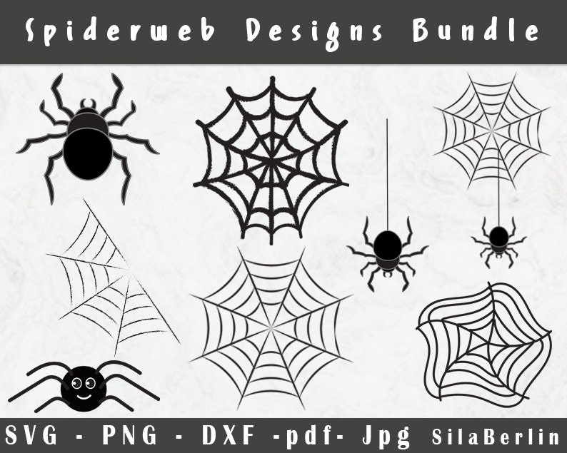 Spiderweb SVG Bundle: Spider & Web Clipart, Cricut Silhouette Cut Files ...