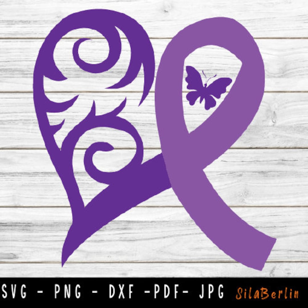 Purple Heart SVG, Cystic Fibrosis Svg, Purple Ribbon Png, Cystic ...