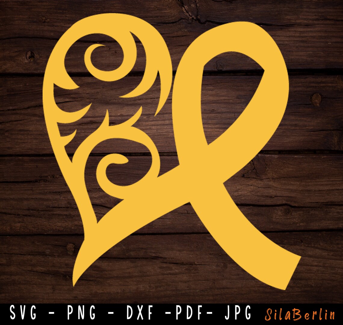 Gold Heart SVG Childhood Cancer Svg Gold Ribbon Png - Etsy
