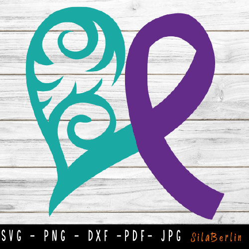 Suicide Prevention Heart Ribbon SVG, Mental Health Awareness (digital ...