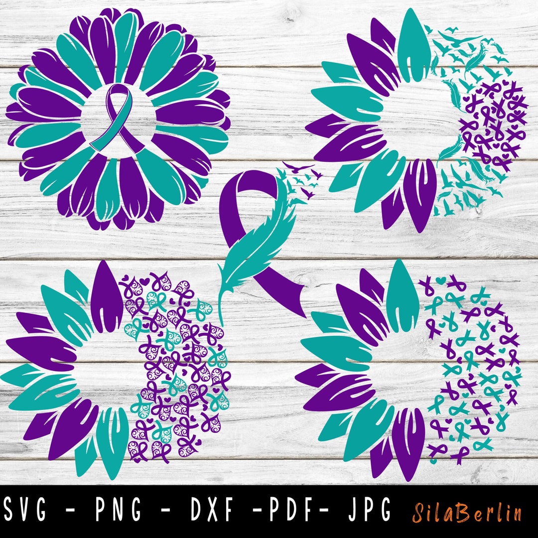 Sunflower Suicide Prevention SVG Bundle, Semicolon Ribbon (digital ...
