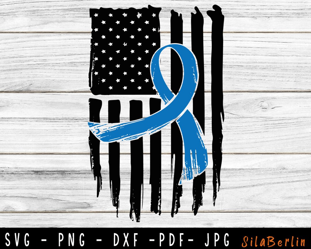 Colon Cancer USA Flag SVG, Colon Cancer Awareness, Fight Flag Svg, Dark ...