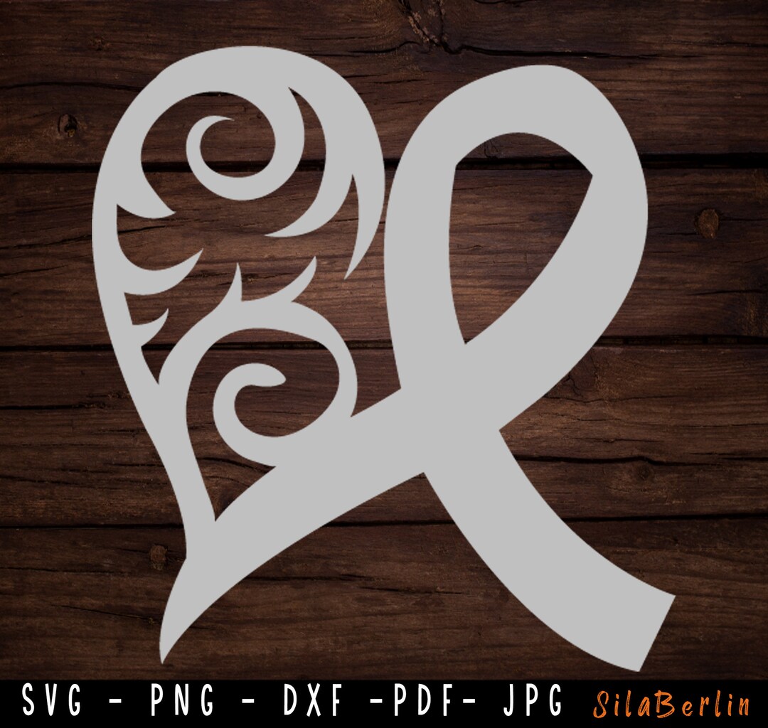 Grey Heart SVG, Brain Cancer Svg, Grey Ribbon Png, Brain Cancer Clipart ...