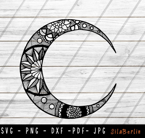 Floral Moon SVG Flowers Floral Decoration Half Moon Night | Etsy
