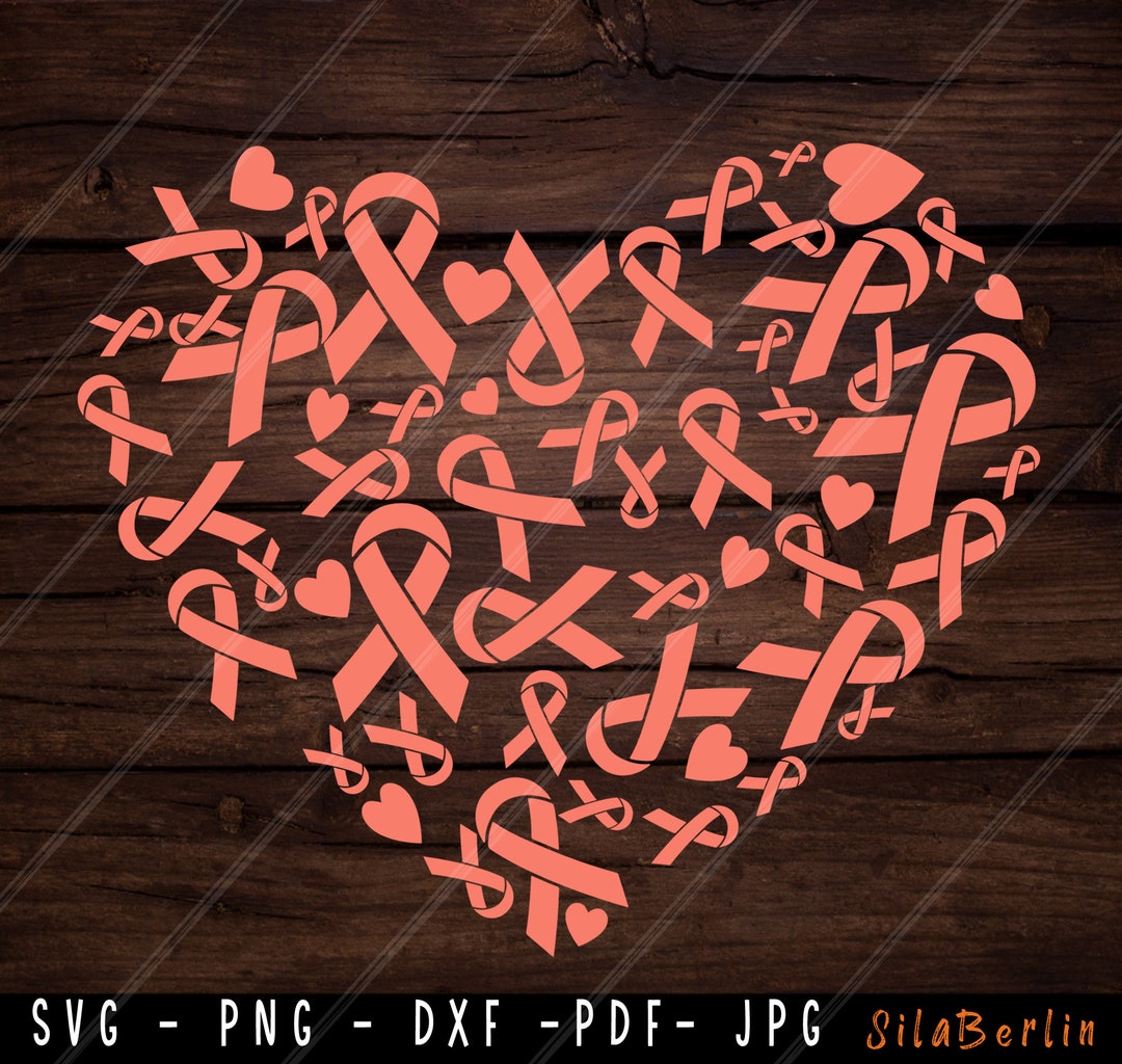 Peach Heart SVG, Uterine Cancer Svg, Peach Ribbon Png, Endometrial ...