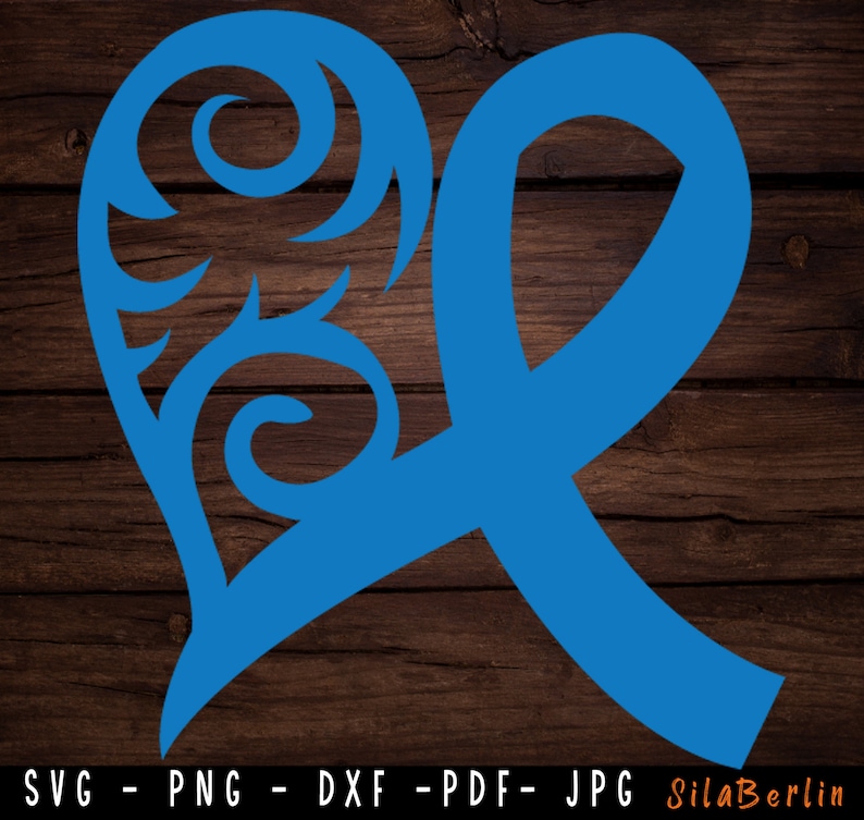 Blue Heart SVG Colon Cancer Svg Blue Ribbon Png Colon - Etsy
