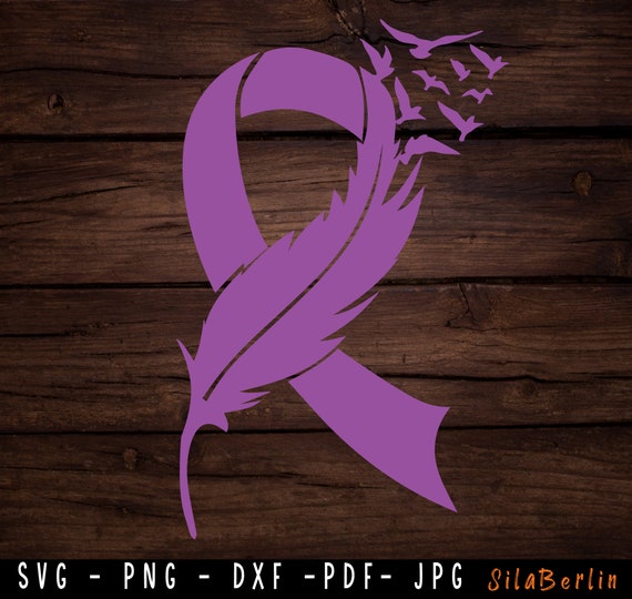 Feather Purple Ribbon SVG Pancreatic Cancer Svg Awareness - Etsy
