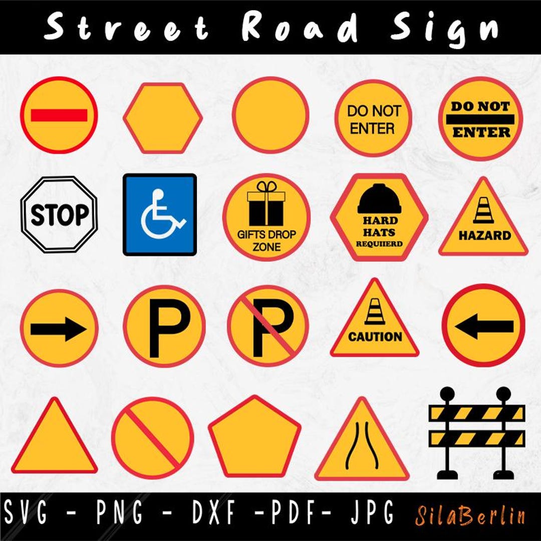 Road Signs SVG Bundle: Construction & Traffic Signs (digital Download ...