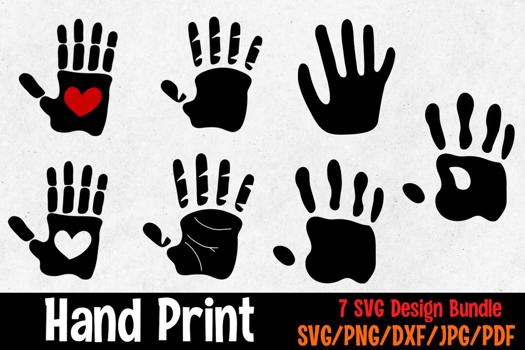 Hand Print SVG Bundle, Hand Prints Svg ,hand Print PNG, Double Hands ...