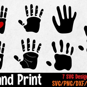 Hand Print SVG Bundle, Hand Prints Svg ,hand Print PNG, Double Hands ...