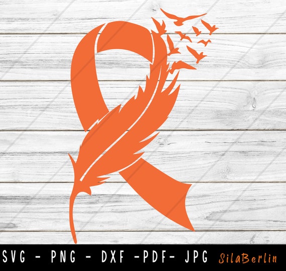 Feather Orange Ribbon SVG Leukemia Svg Awareness Ribbon Svg | Etsy