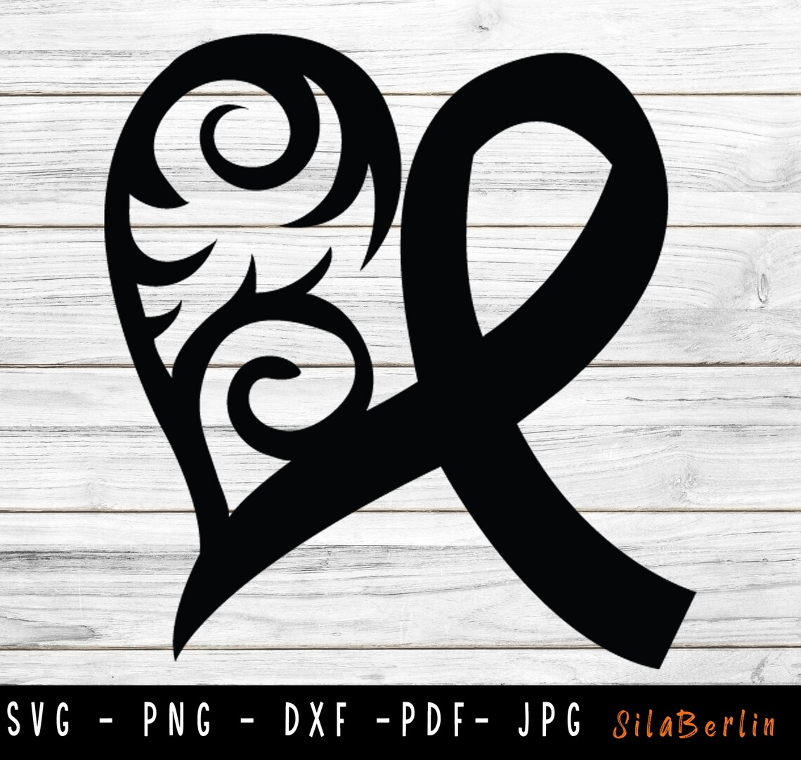 Black Heart SVG Skin Cancer Svg Black Ribbon Png Skin - Etsy