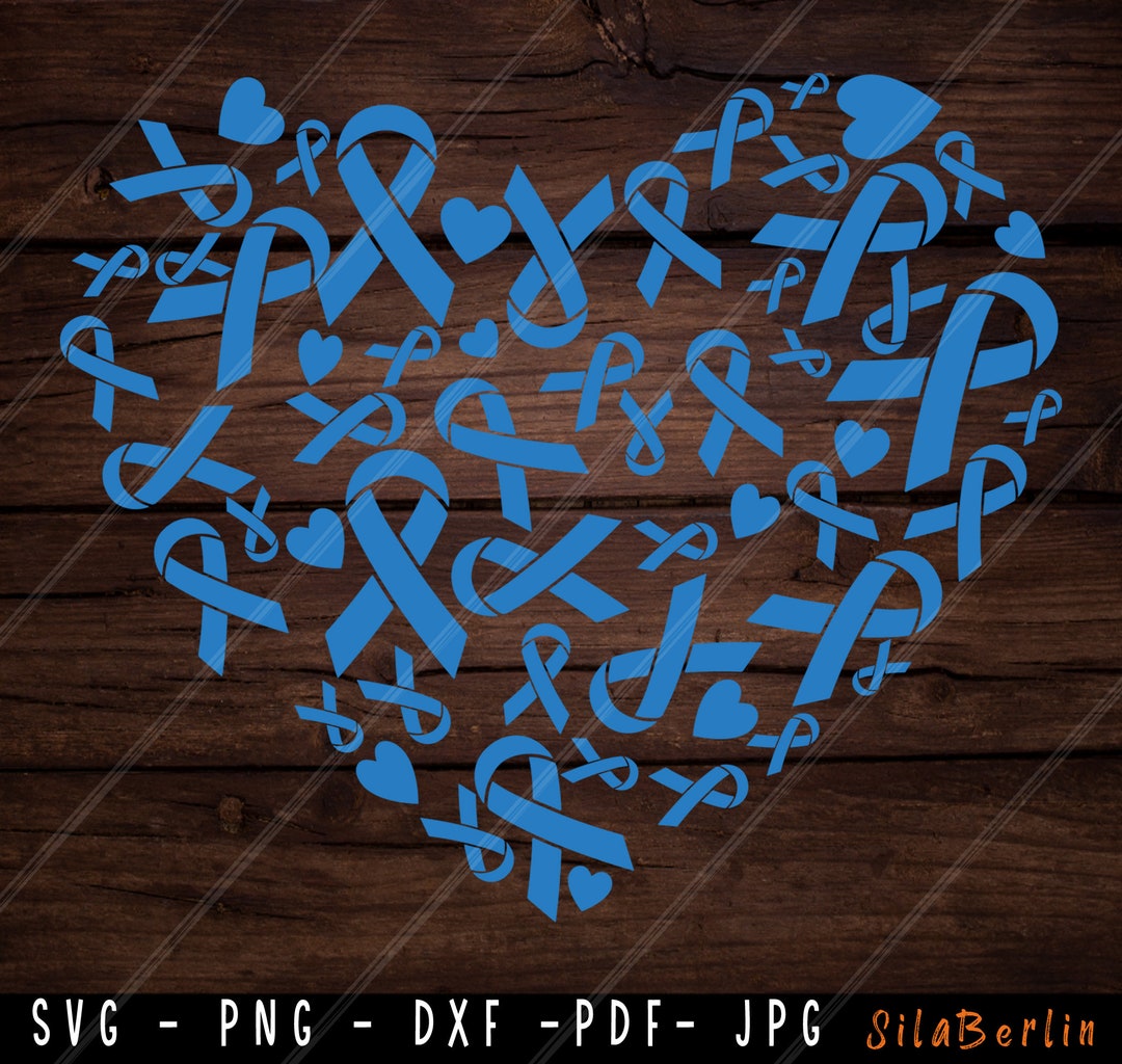 Blue Heart SVG, Colon Cancer Svg, Blue Ribbon Png, Colon Cancer Clipart ...