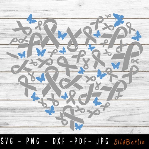 Blue & Grey Heart SVG Diabetes Svg Blue Ribbon Png Diabetes - Etsy