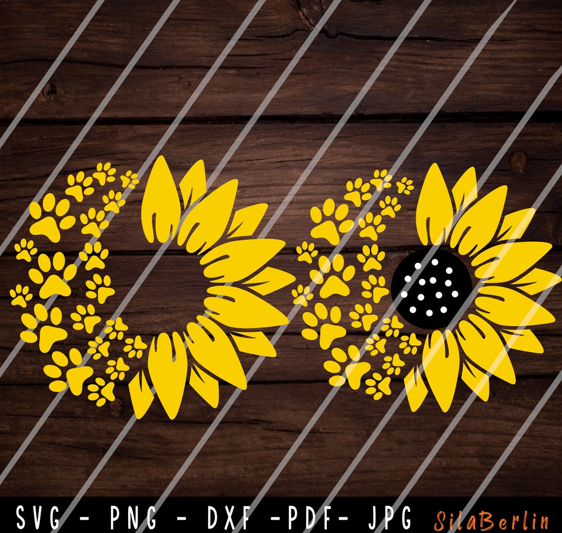 Sunflower Paw Print SVG, Sunflower Paw SVG, Sunflower Svg, Paw ...