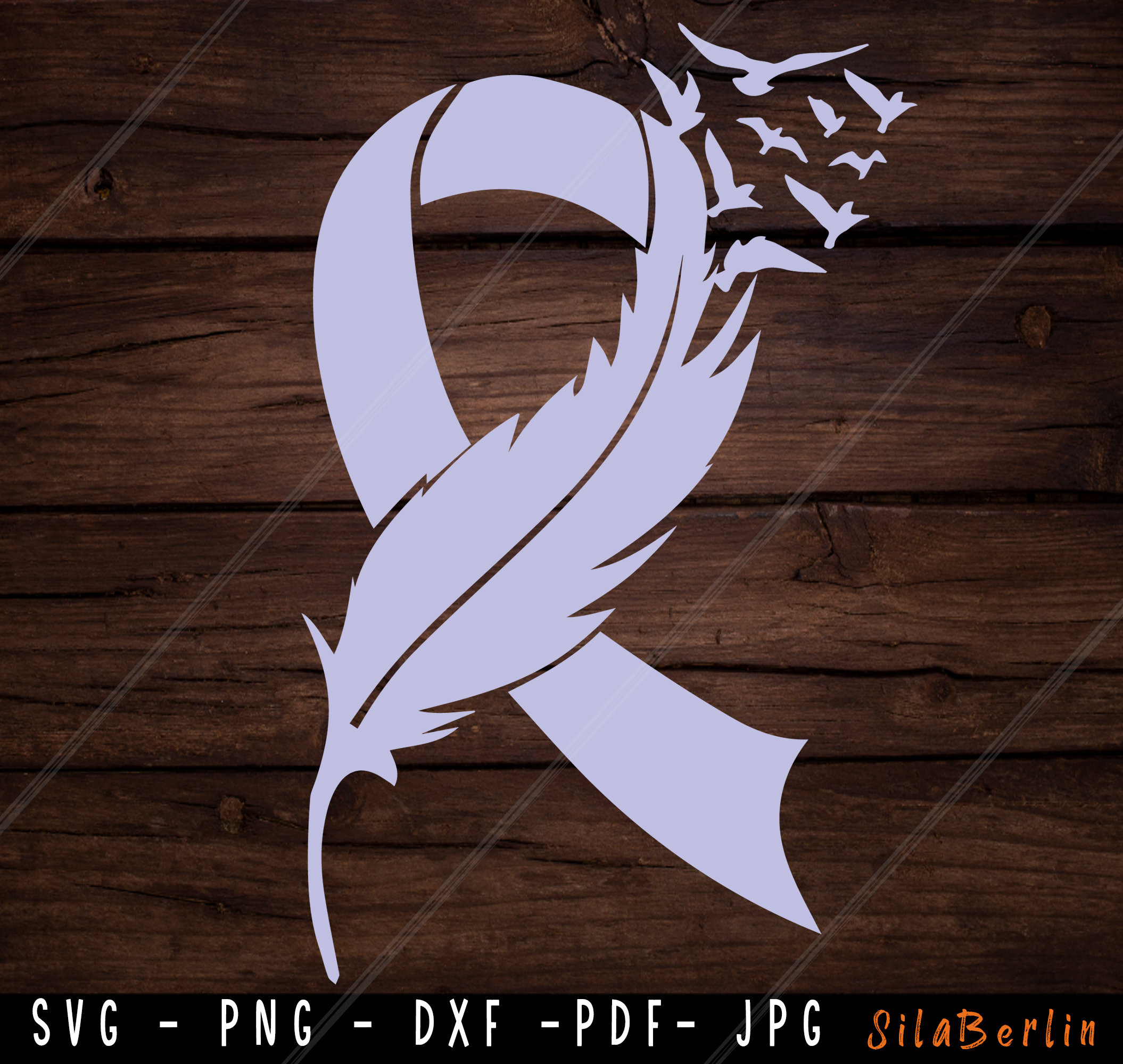 Feather Periwinkle Blue Ribbon SVG Stomach Cancer Svg - Etsy UK