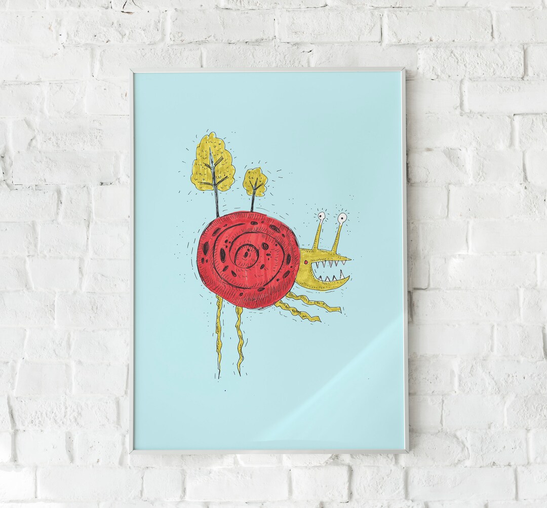 Fantastical Snail Monster, Fantasy Snail, Printable Art, Snail Poster ...