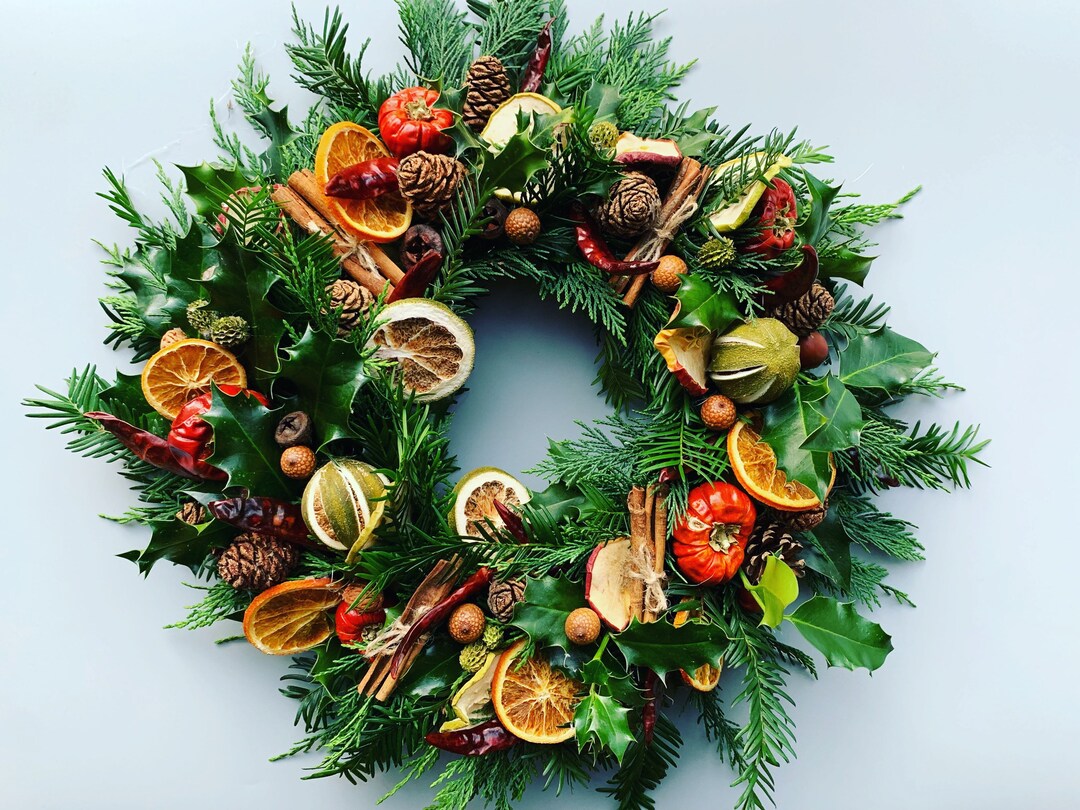 Fruity Christmas Wreath Fresh and Natural Front Door Wreath Dried Fruit ...