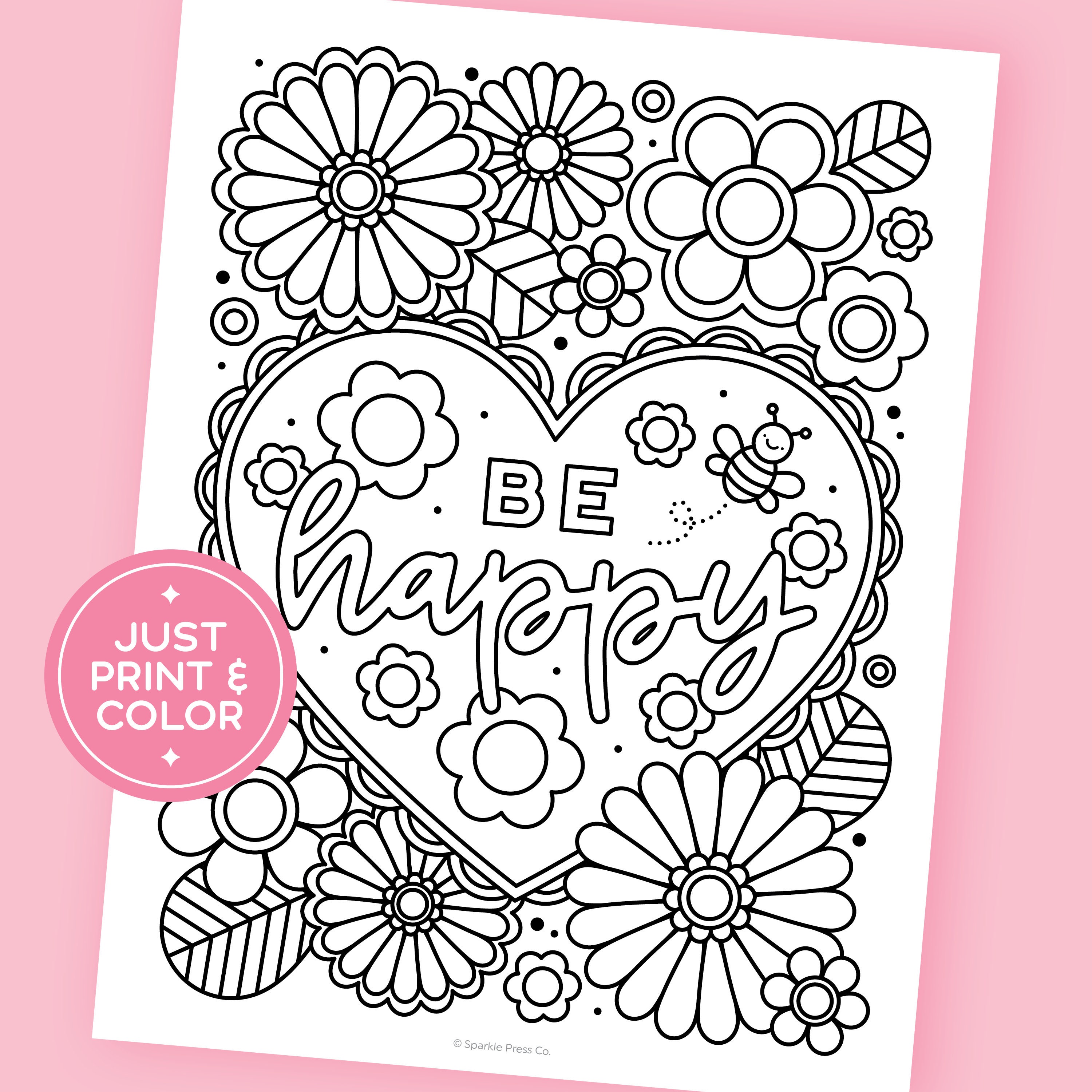 Printable Coloring Page, Coloring Page for Adults Flowers, Coloring ...