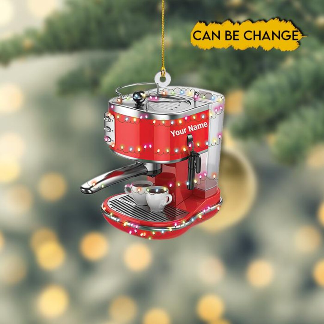 Personalized Coffee Machine Christmas Ornament, Custom 2D Flat Ornament ...