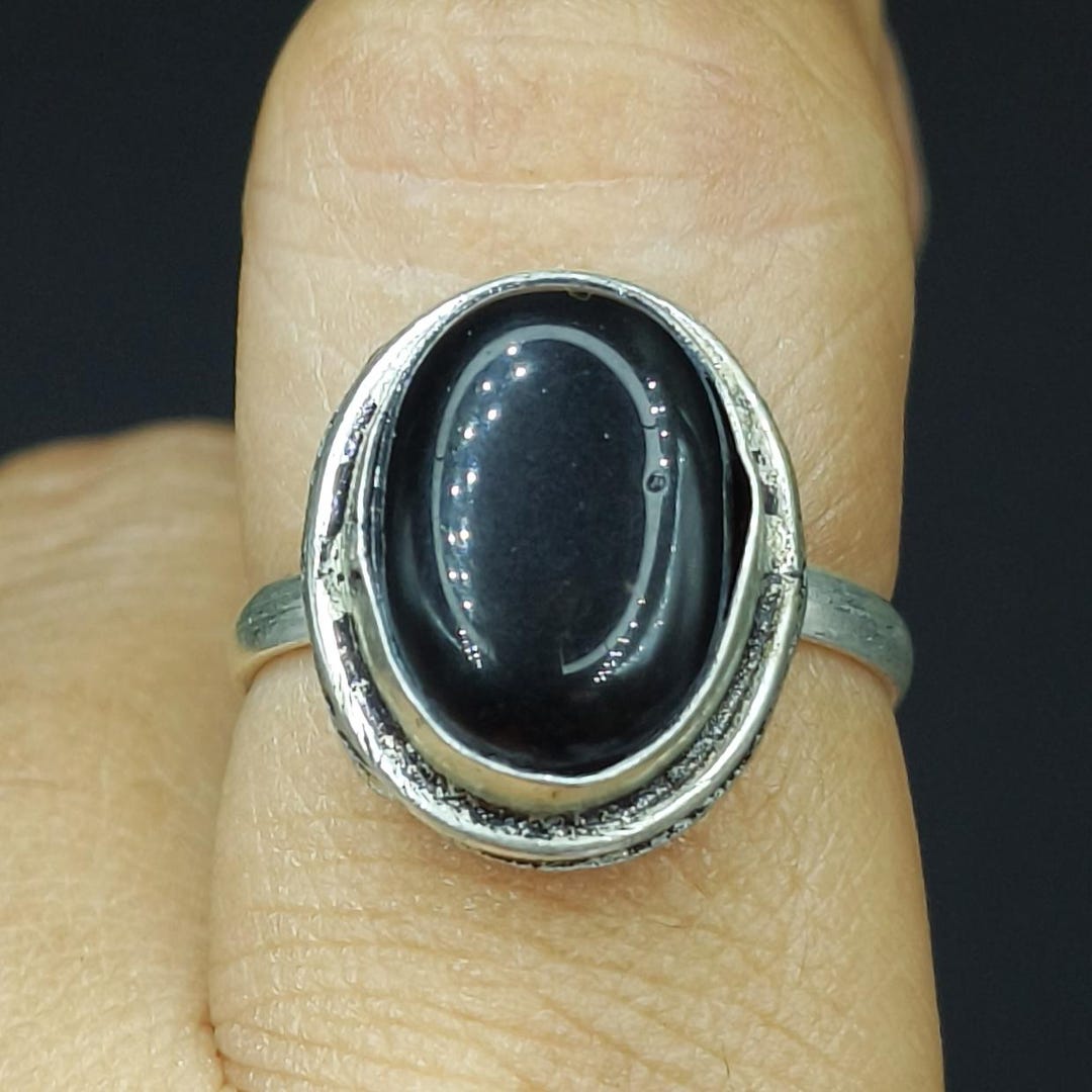 Bold Artisan Black Onyx Ring in Fine Silver – Perfect Gift, Size 8.5 ...