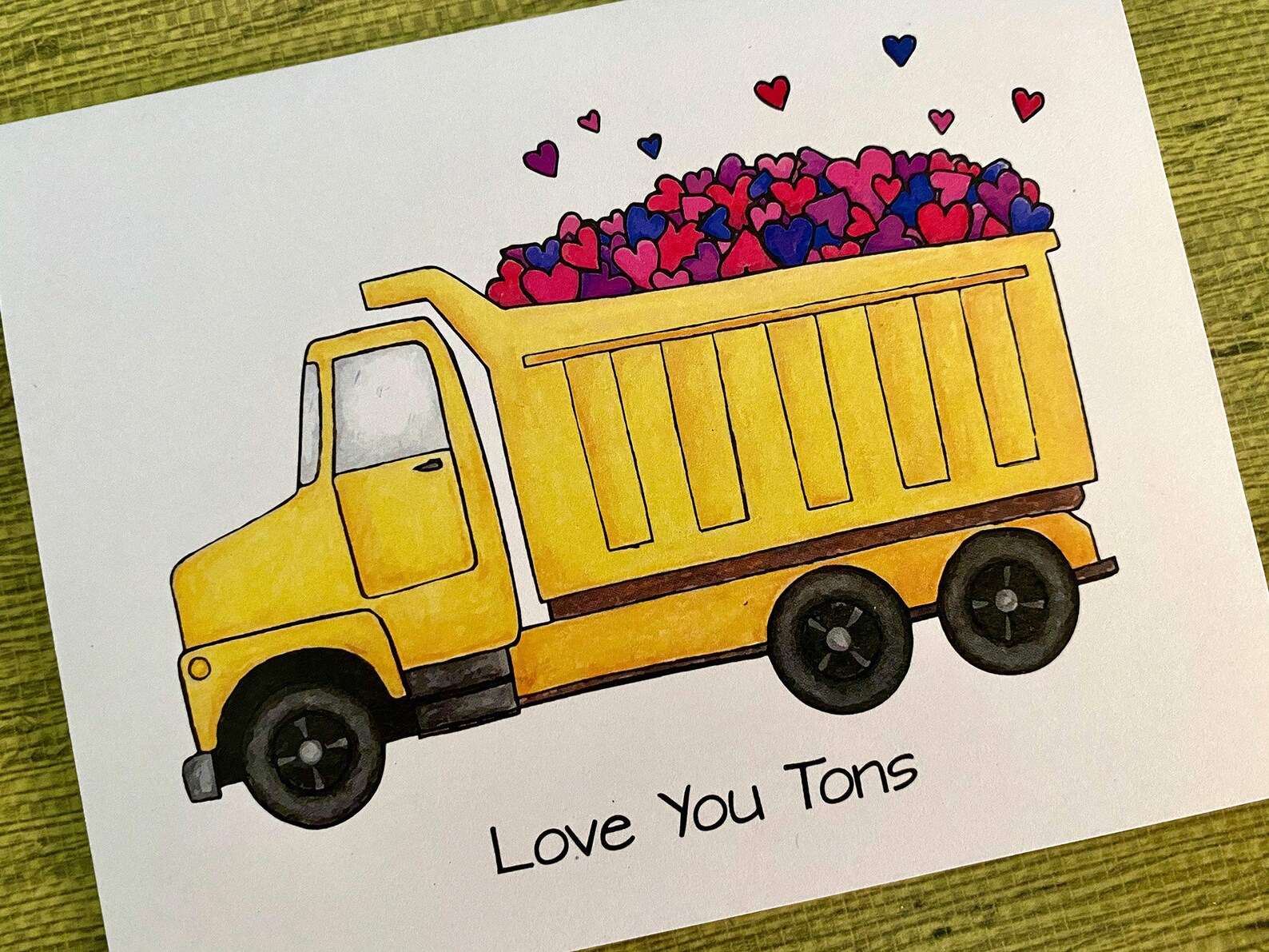 Love You Tons Card Dump Truck Card Valentines Card Cute - Etsy