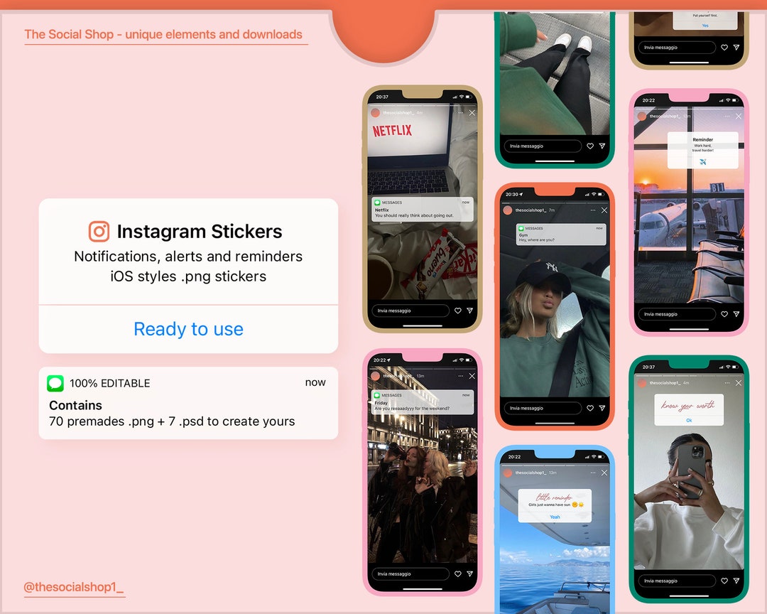 Buy Ios Style Notification Instagram Reminder Template Story Stickers ...