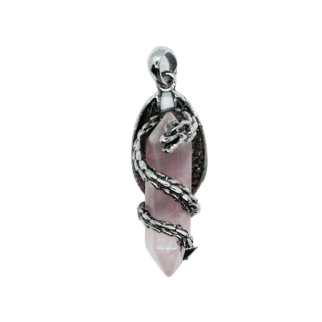 ROSE QUARTZ, Dragon Pendant Necklace, Natural Crystal, Heart Healing - Etsy