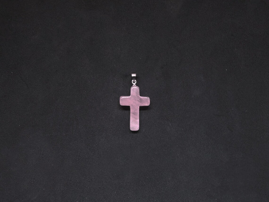 CROSS PENDANT Rose Quartz Crystal Gemstone Crystal - Etsy UK