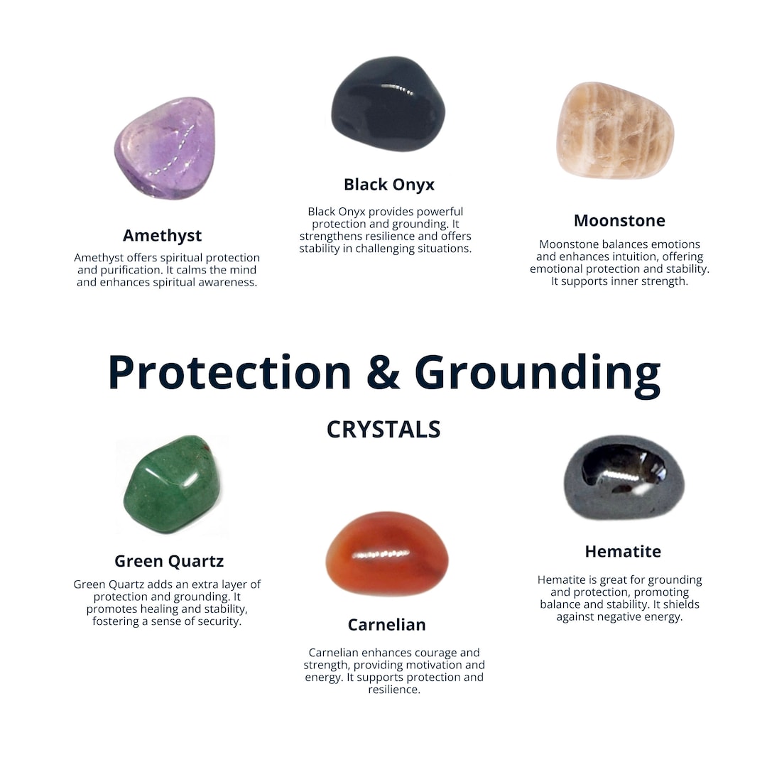 HEALING STONES, Crystals for Protection and Grounding, Amethyst, Green ...