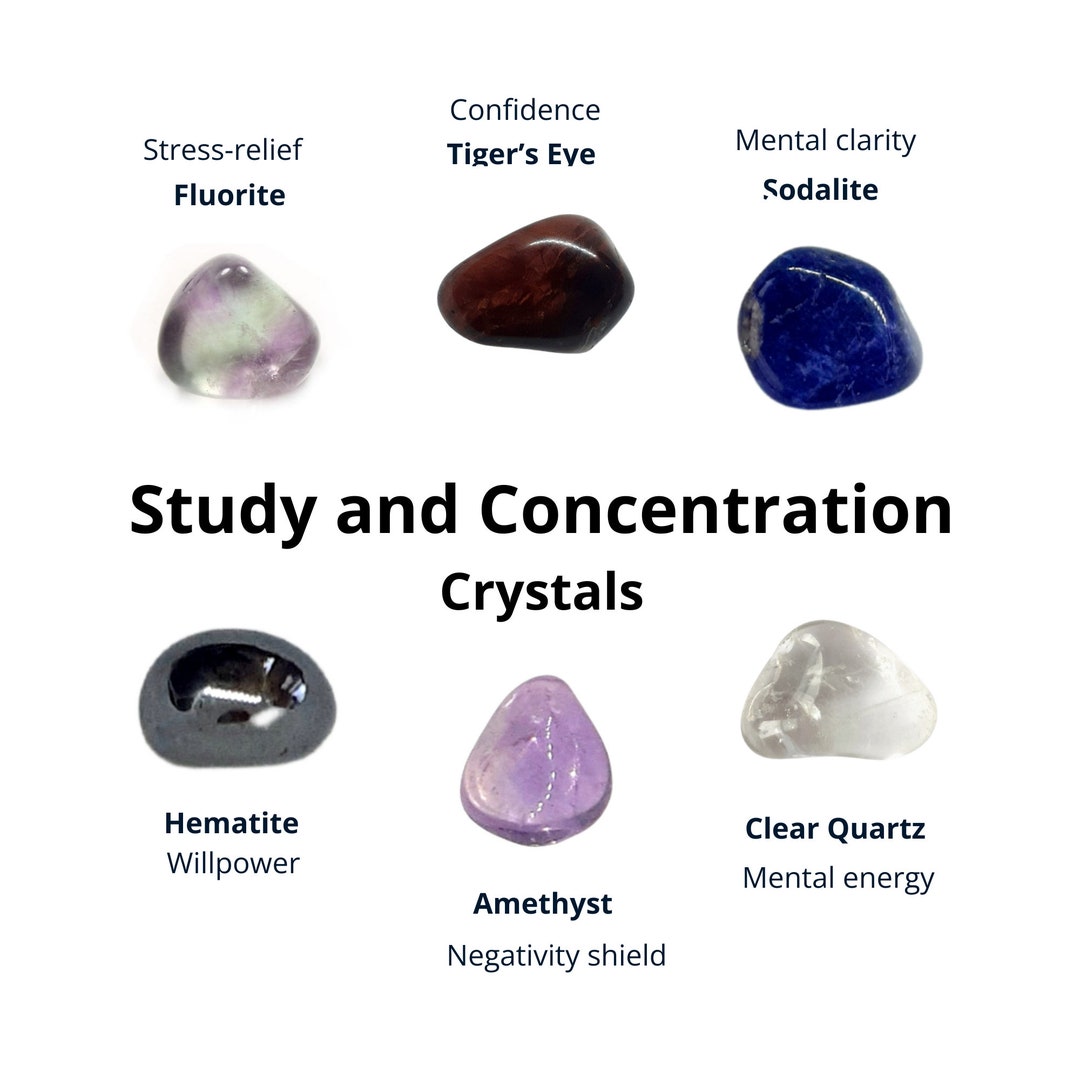Study and Concentration Crystal Set: Fluorite, Clear Quartz, Sodalite ...