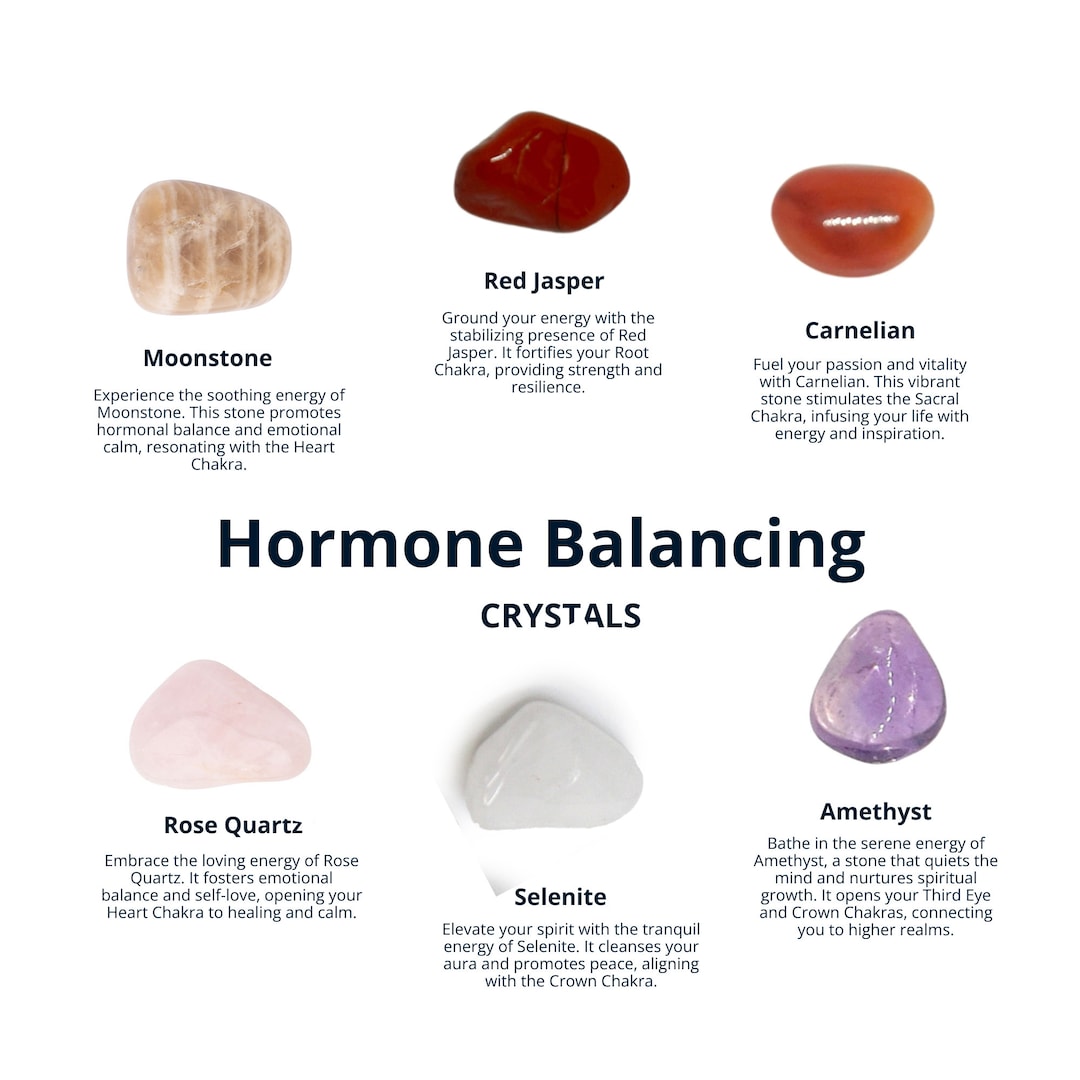 HORMONE BALANCING CRYSTALS Set, Moonstone, Red Jasper, Carnelian, Rose ...