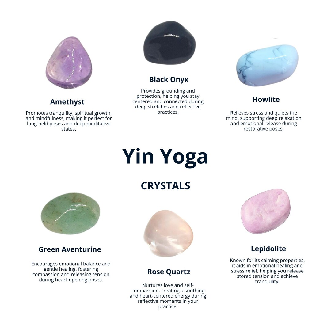 Yin Yoga Crystal Set: Amethyst, Black Onyx, Howlite, Green Aventurine ...